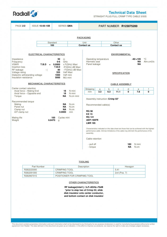 Radiall R123075200 QMA datasheet, page 2