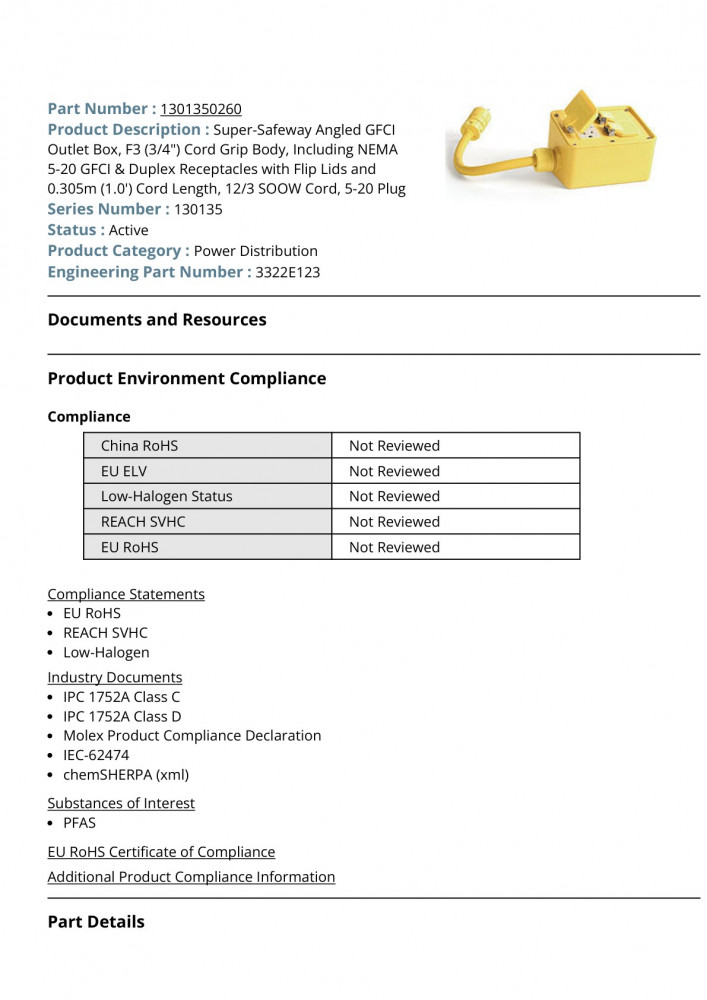 MOLEX 1301350260 product document image, page 1