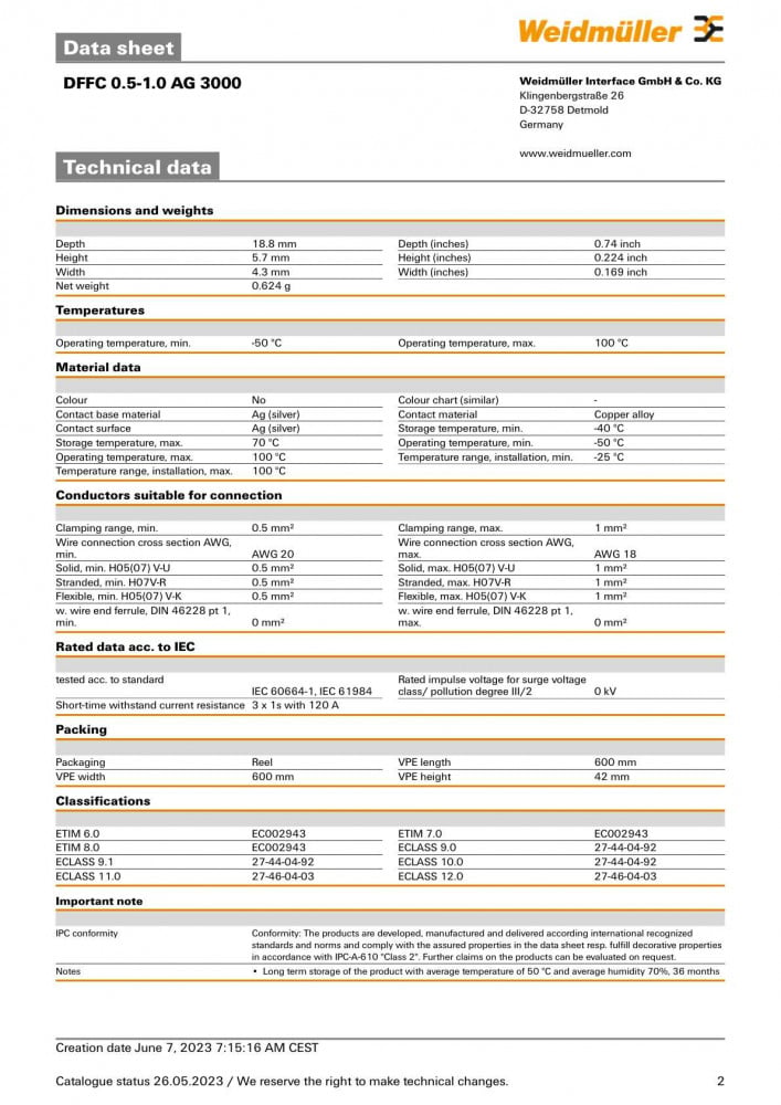 WEIDMULLER 1625520000 product documentation page 2