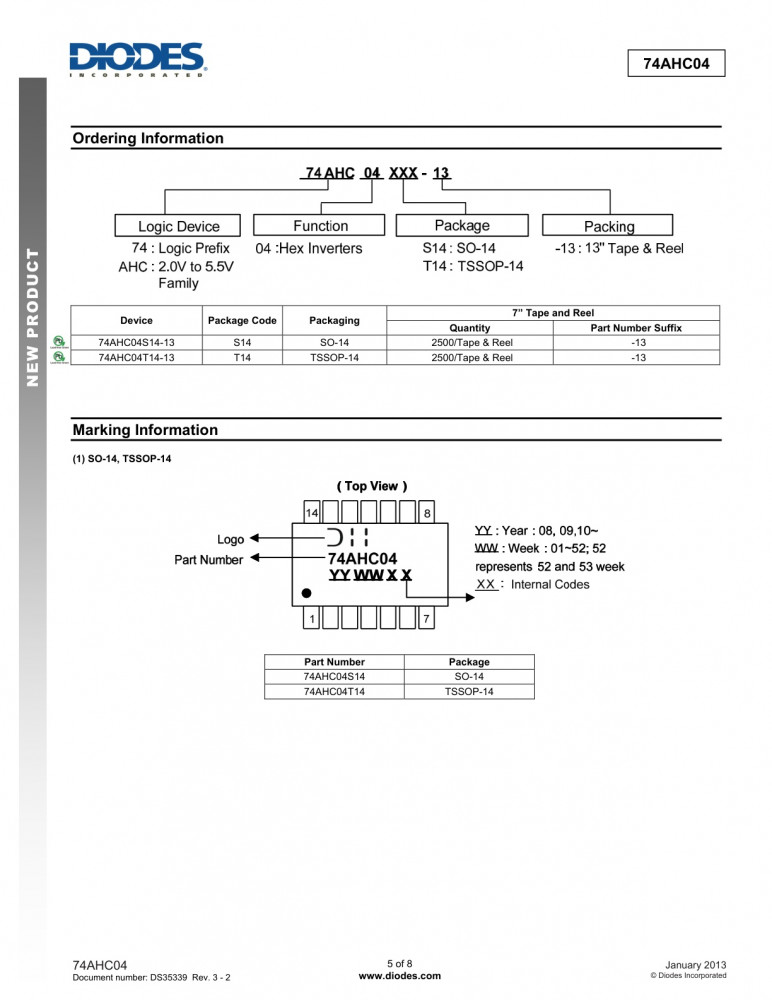 74AHC04S14-13 datasheet page 5
