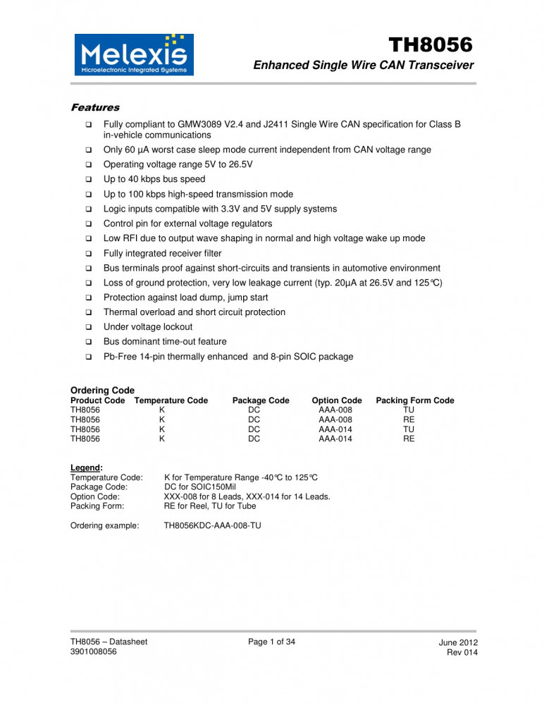 TH8056 datasheet page 1