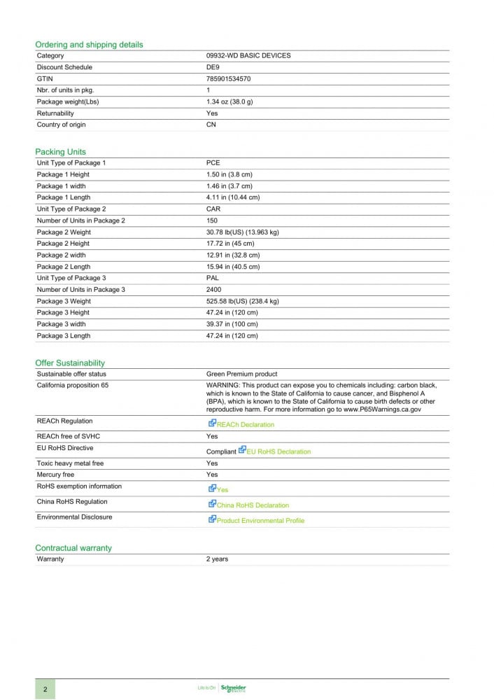 SQR14103WH technical document page 2