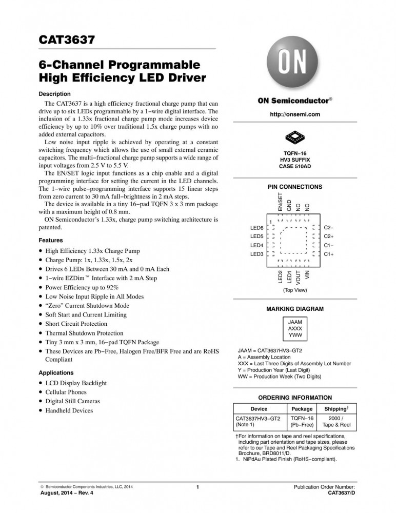 CAT3637 datasheet page 1