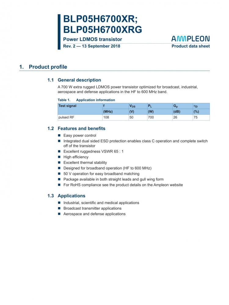 BLP05H6700XRGY datasheet page 1