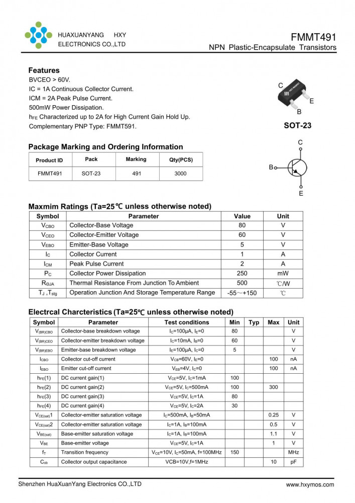 FMMT491 datasheet page 1