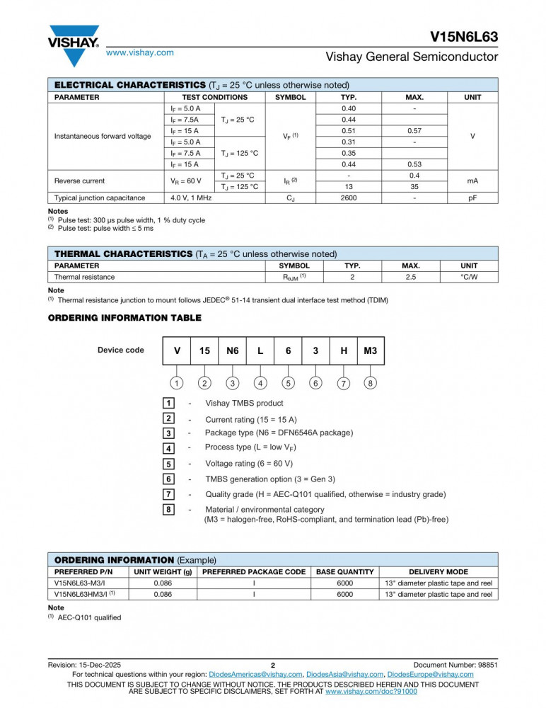 VISHAY V15N6L63 datasheet page 2