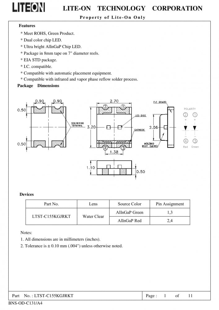 LTST-C155KGJRKT datasheet page 2