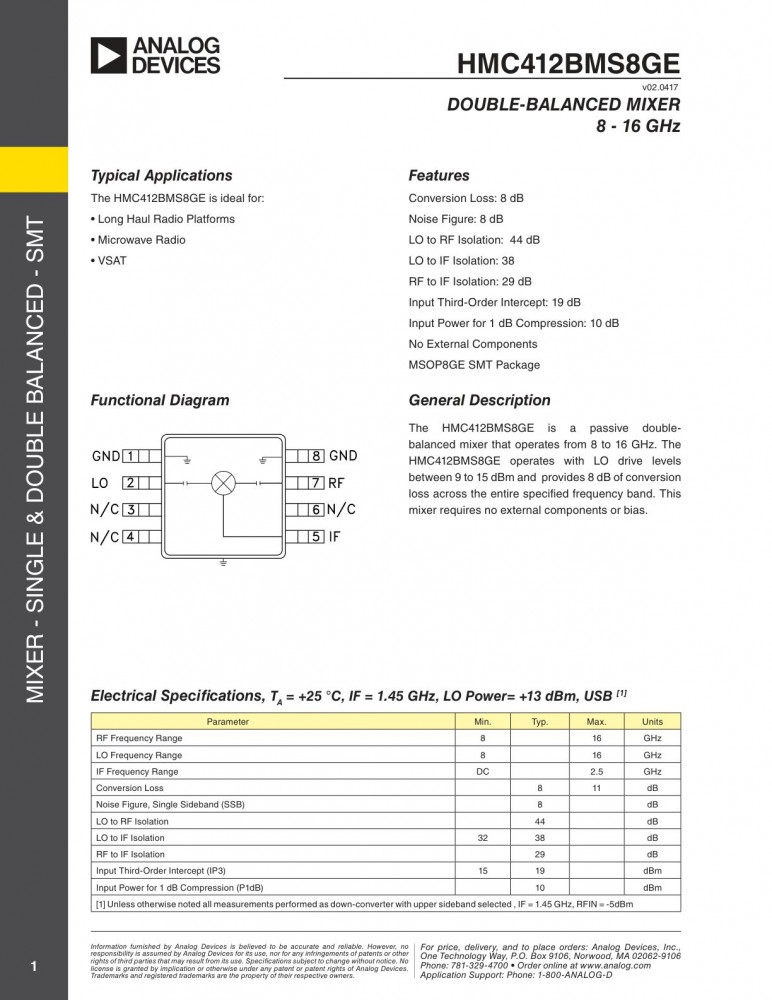 HMC412BMS8GE datasheet page 1