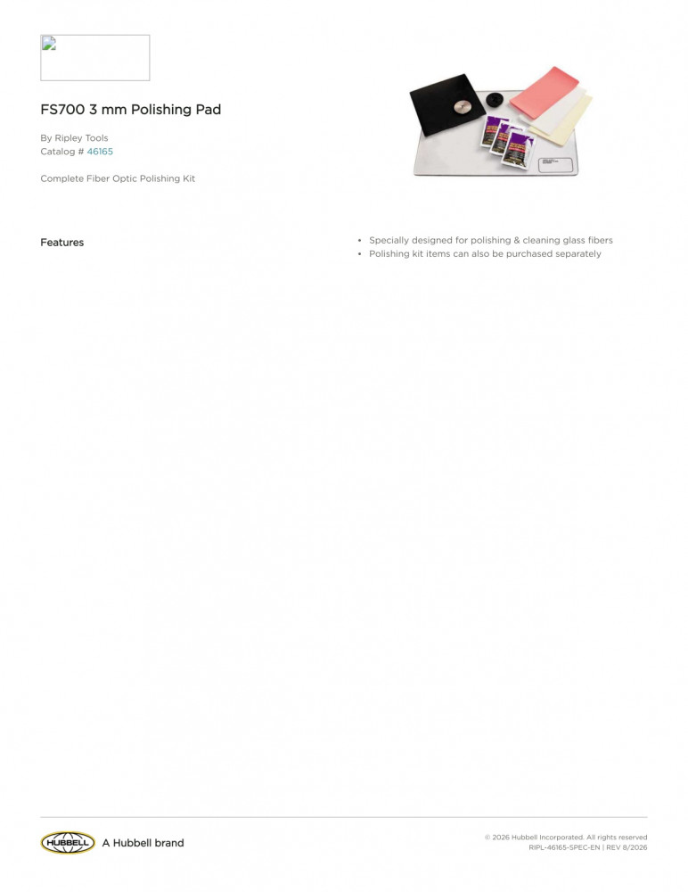 46165 FS700 3 mm Polishing Pad product document image