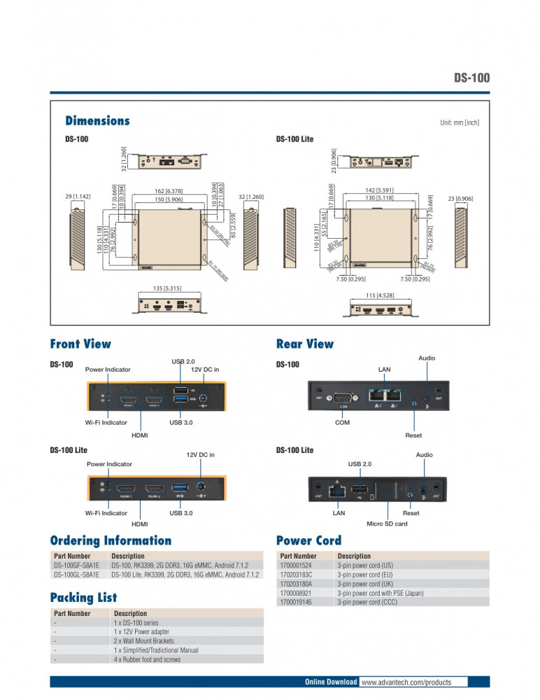 ADVANTECH DS-100GL-S8A1E technical document page 2