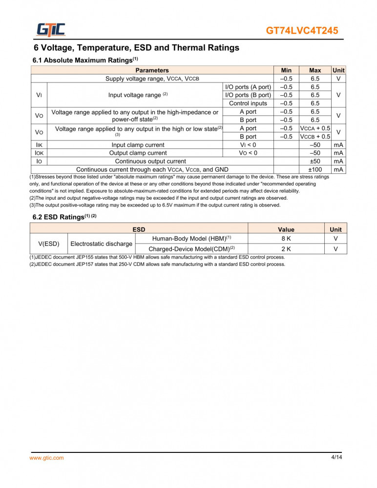 GT74LVC4T245TE datasheet page 5