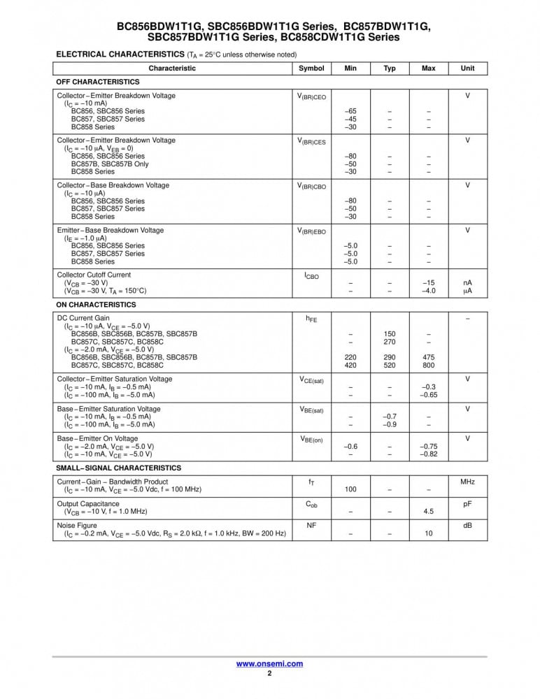 SBC856BDW1T3G datasheet page 3