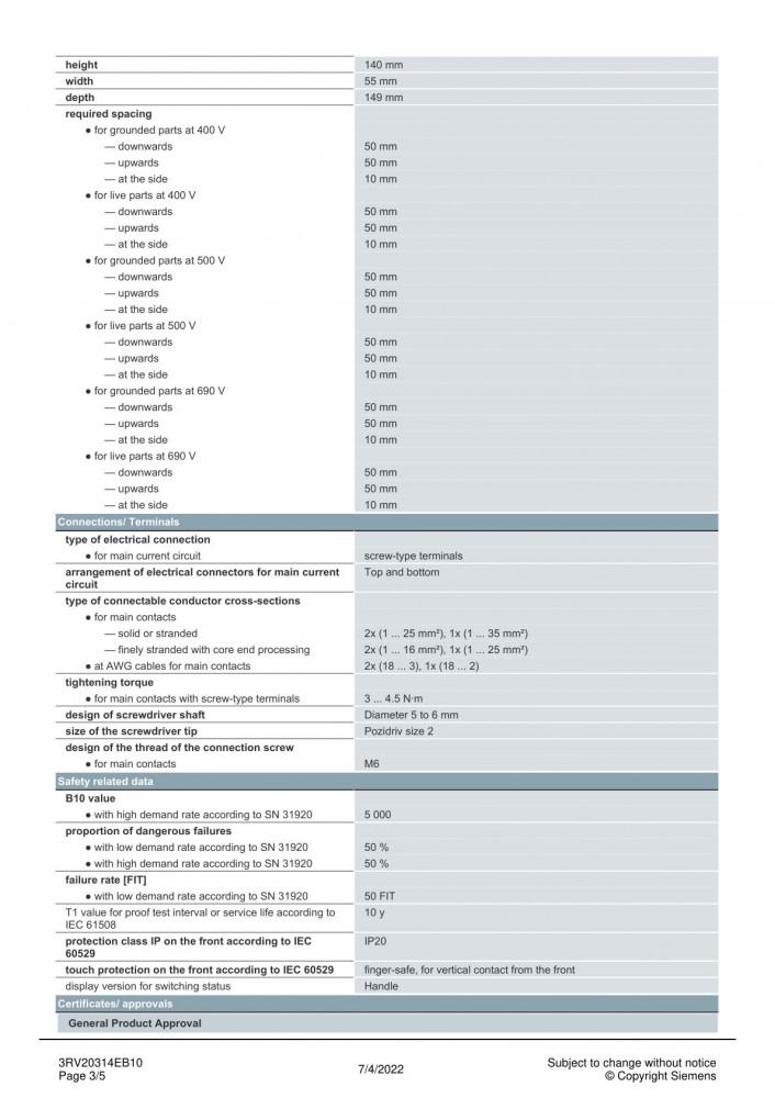 3RV20314EB10 technical document page 3