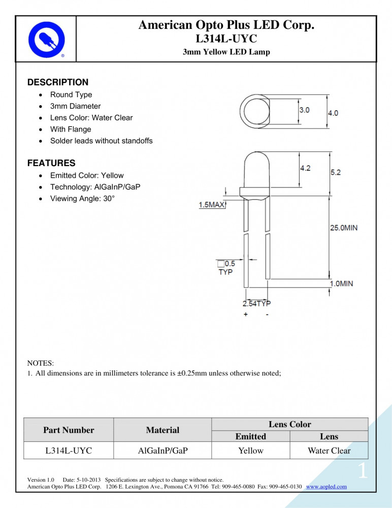 L314L-UYC datasheet page 1