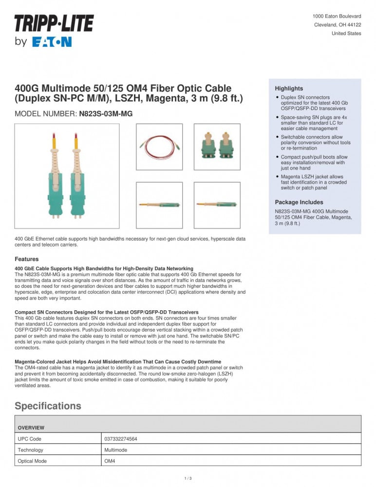 N823S-03M-MG technical document page 1