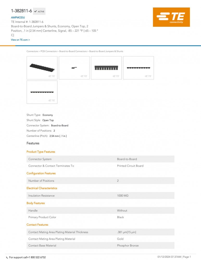 TE Connectivity 1-382811-6 technical document page 1