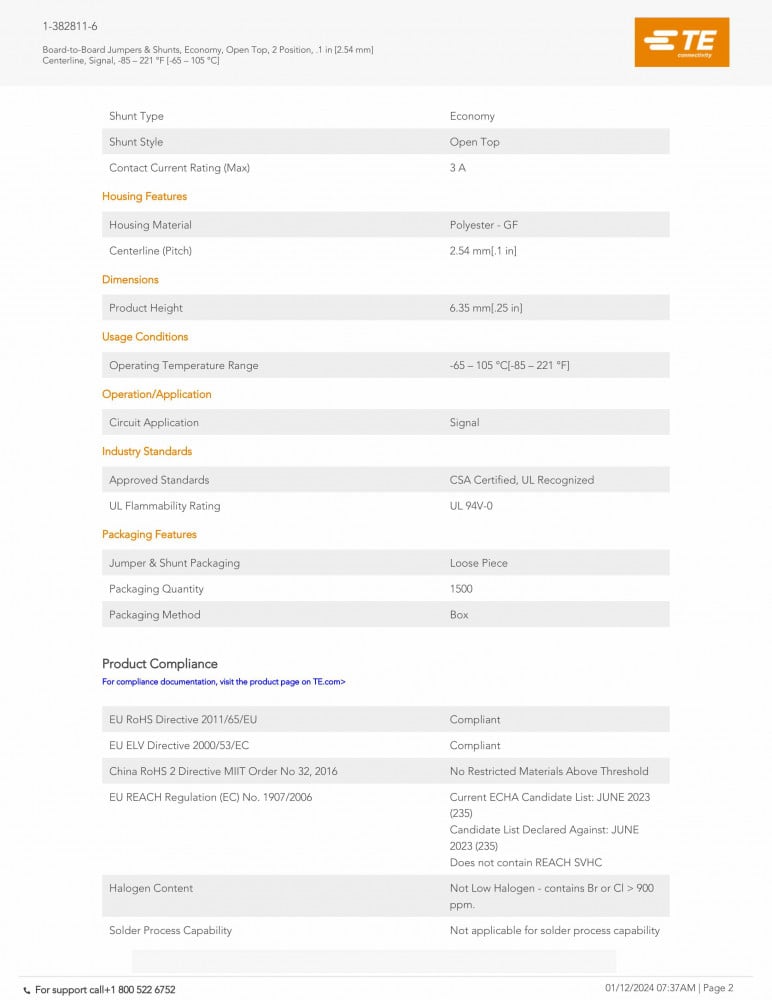 TE Connectivity 1-382811-6 technical document page 2