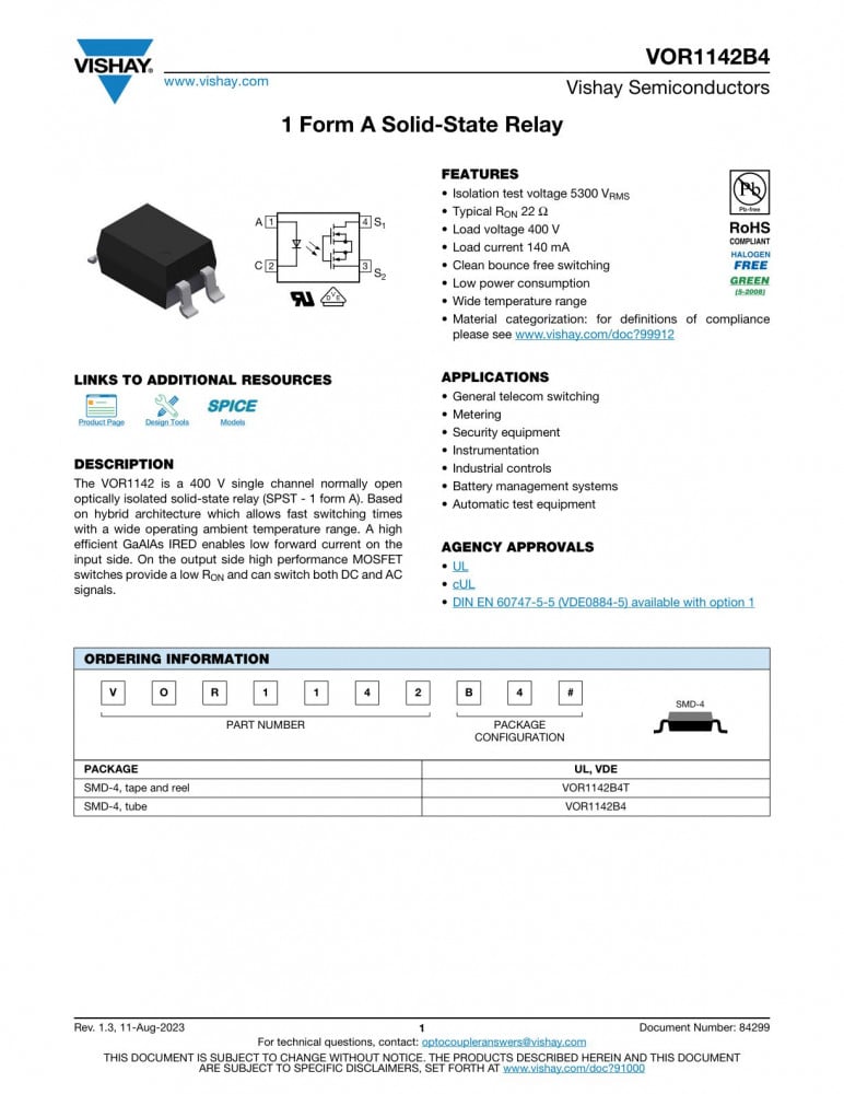 VOR1142B4 datasheet page 1