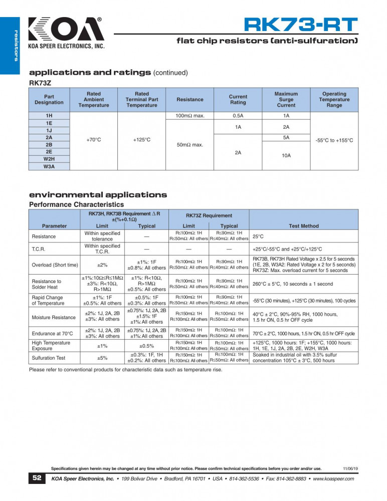 KOA RK73Z technical document page 3