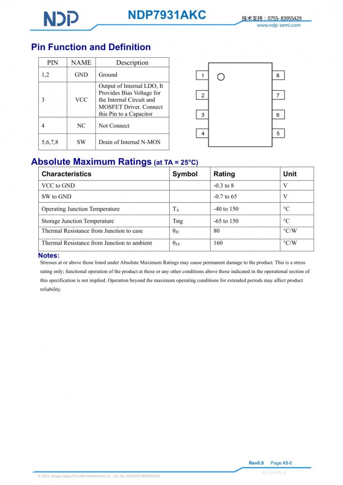 NDP7931AKC datasheet page 3