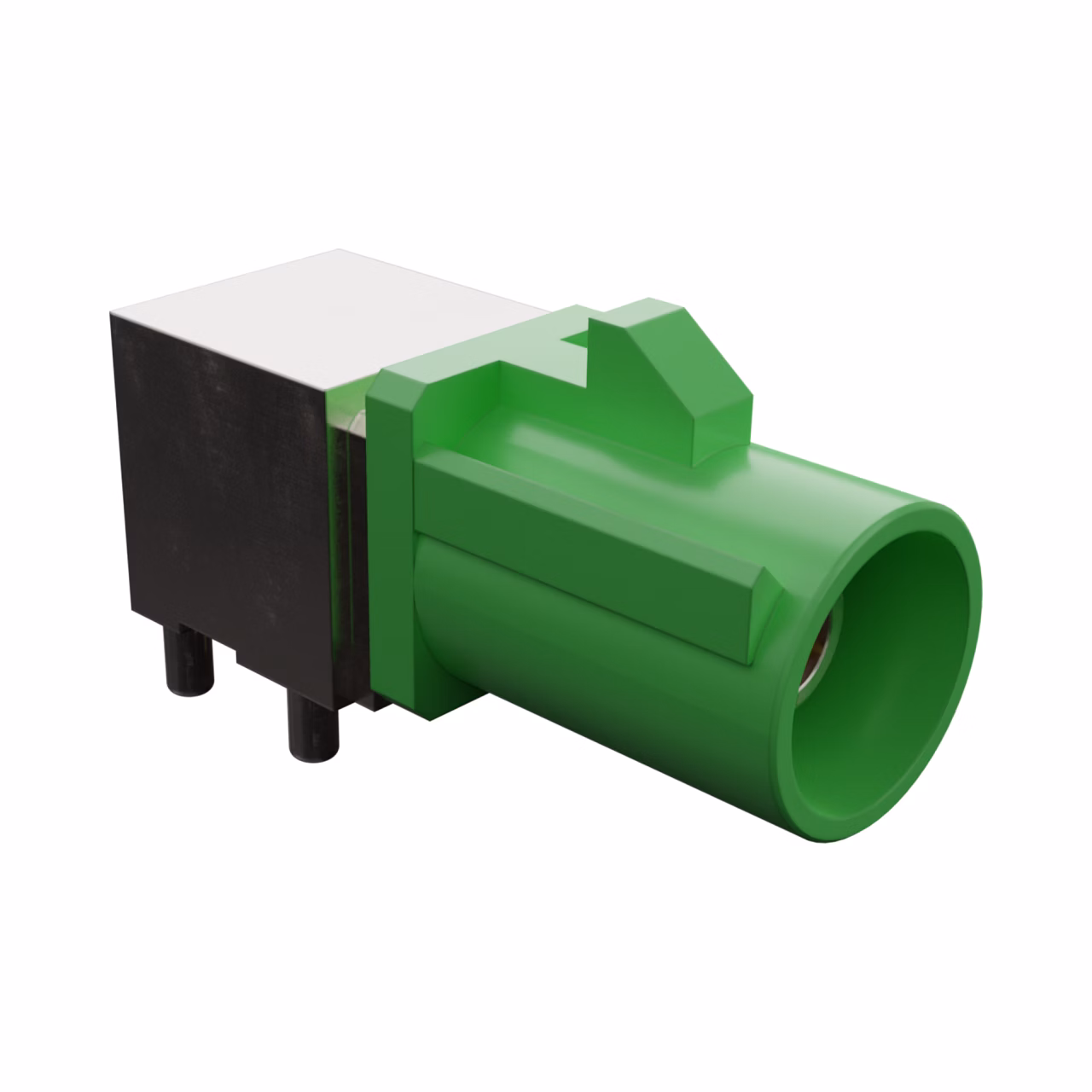 FAKRA Jack, Right-Angle, PCB Receptacle, Through Hole, Die Cast Body, Tin (Sn) Plated, Keying Code N, Pastel Green, 50 Ohms for sale