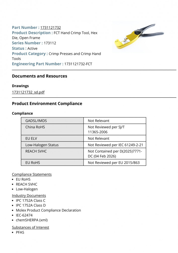 MOLEX 1731121732 product drawing page 1
