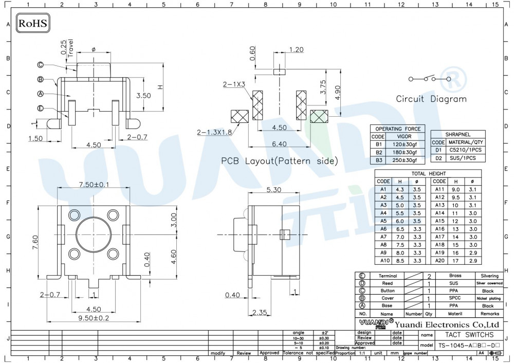 YUANDI TS-1045-A6B3-D2 technical document image