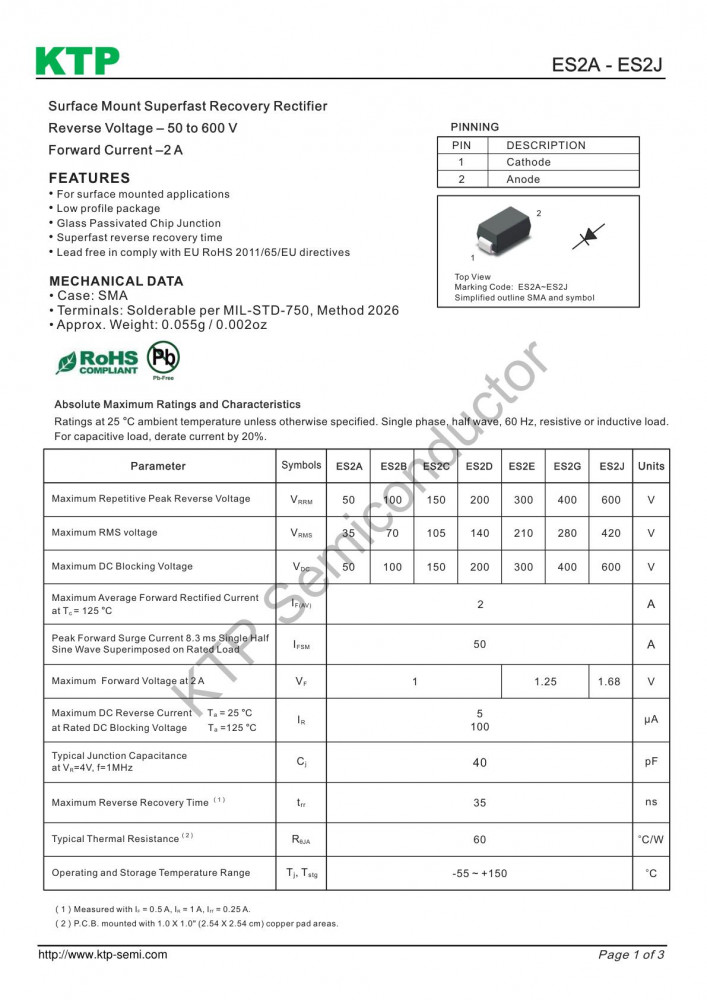 KTP ES2J datasheet page 1