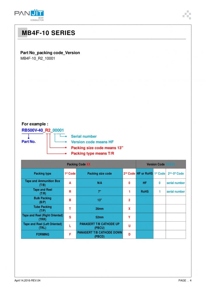 PANJIT MB6F-10 series datasheet page 4