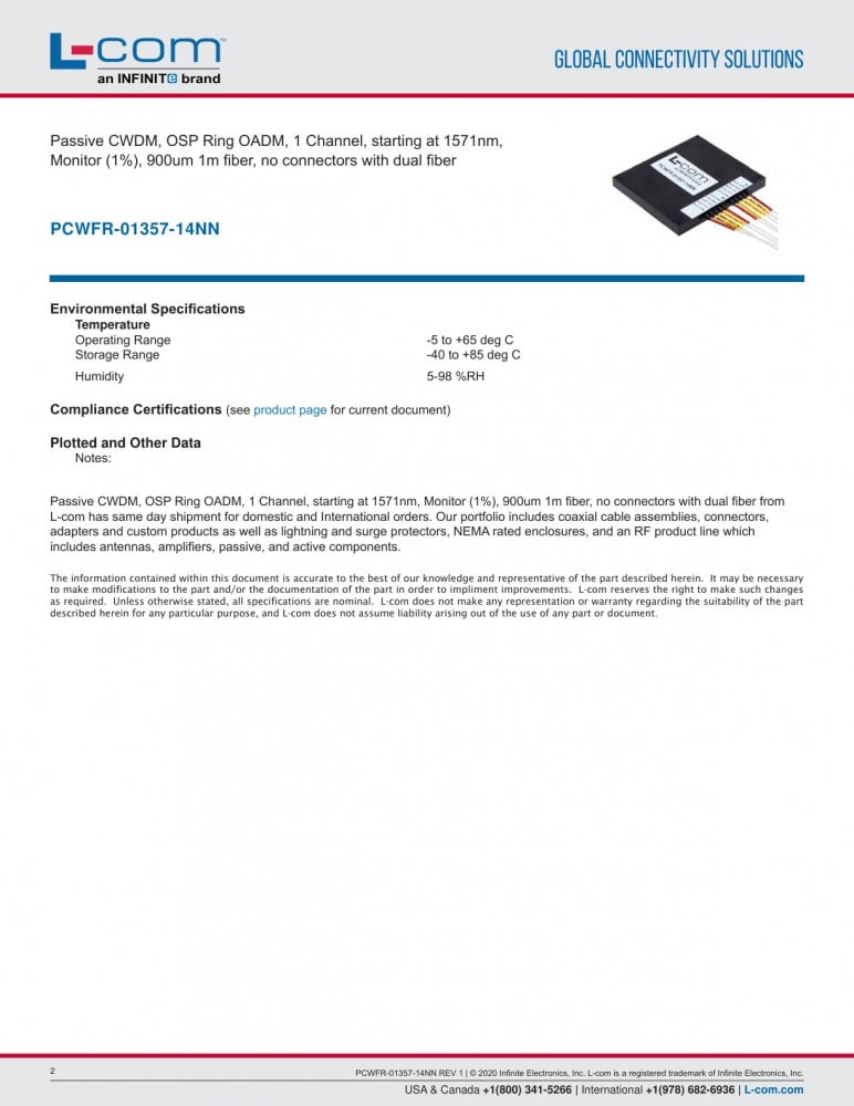 PCWFR-01357-14NN technical document page 2