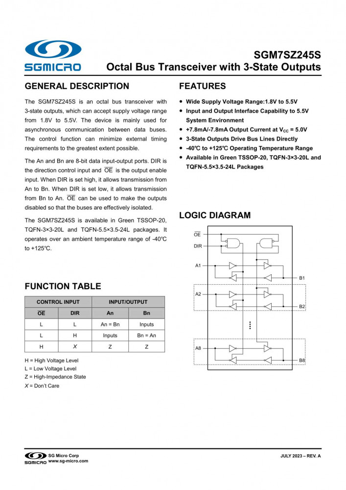 SGM7SZ245S datasheet page 1