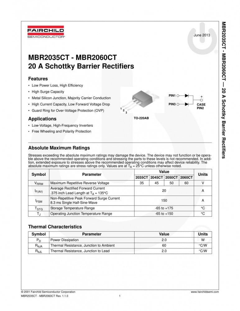 MBR2060CT datasheet page 2