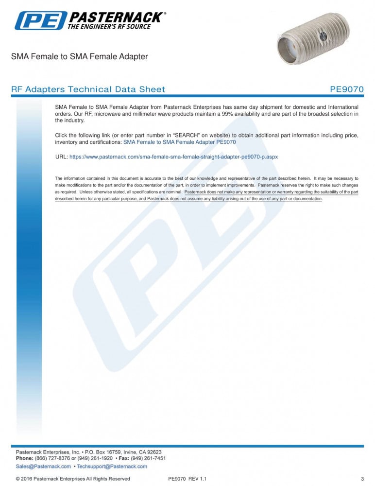 PE9070 technical document page 3