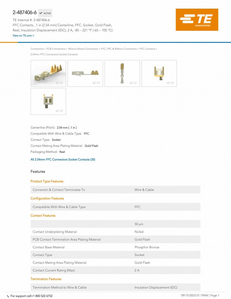 TE Connectivity 2-487406-6 document page 1