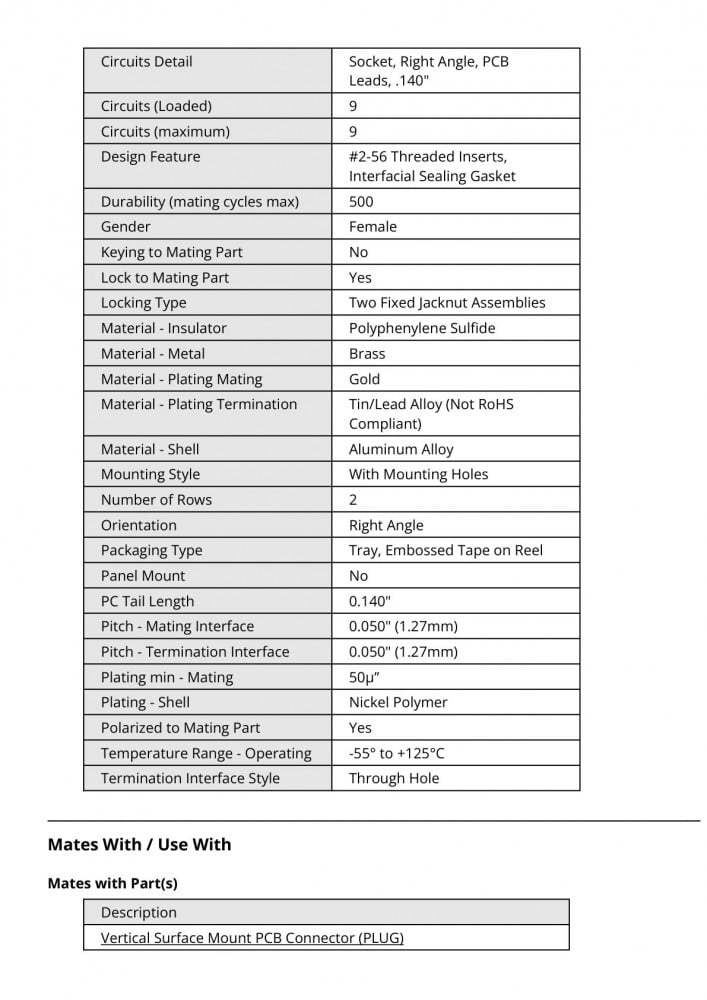 Product technical document preview, page 2