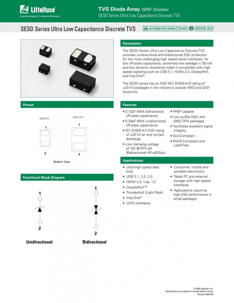 SESD series datasheet page 1