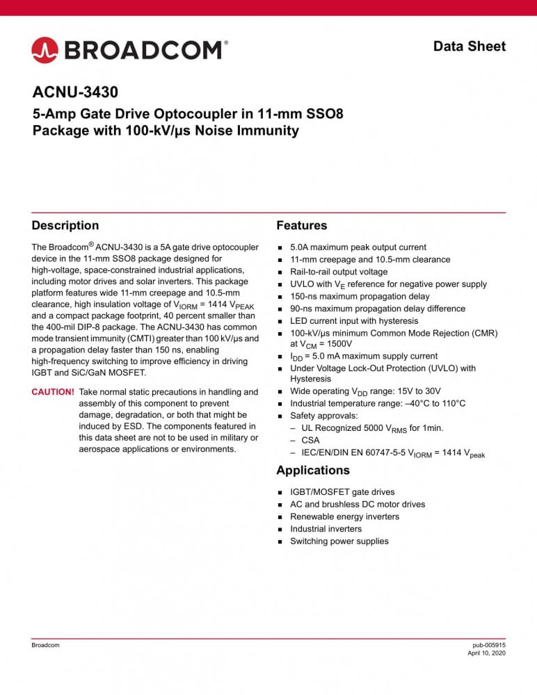 ACNU-3430 datasheet page 1
