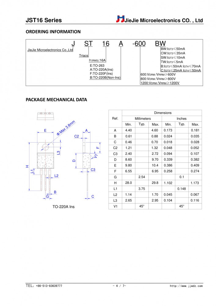 JST16 series datasheet page 4
