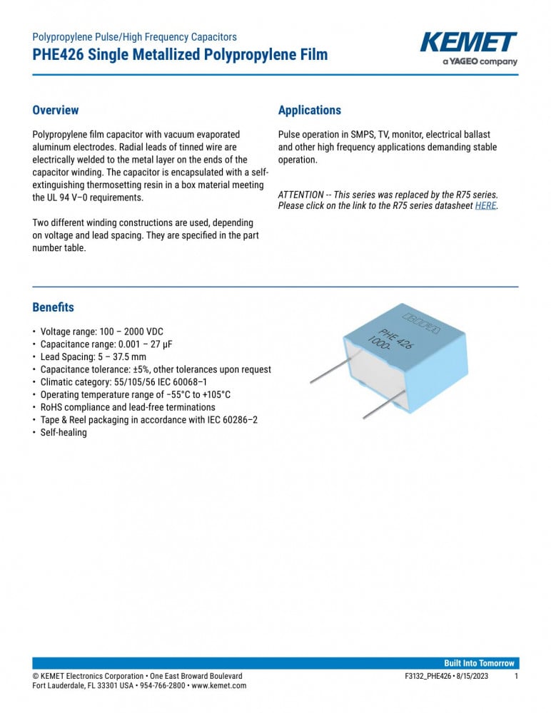 PHE426 datasheet page 1