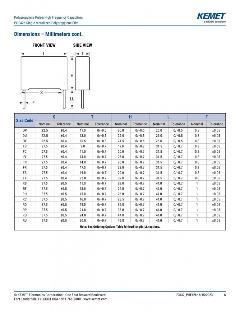 PHE426 datasheet page 6