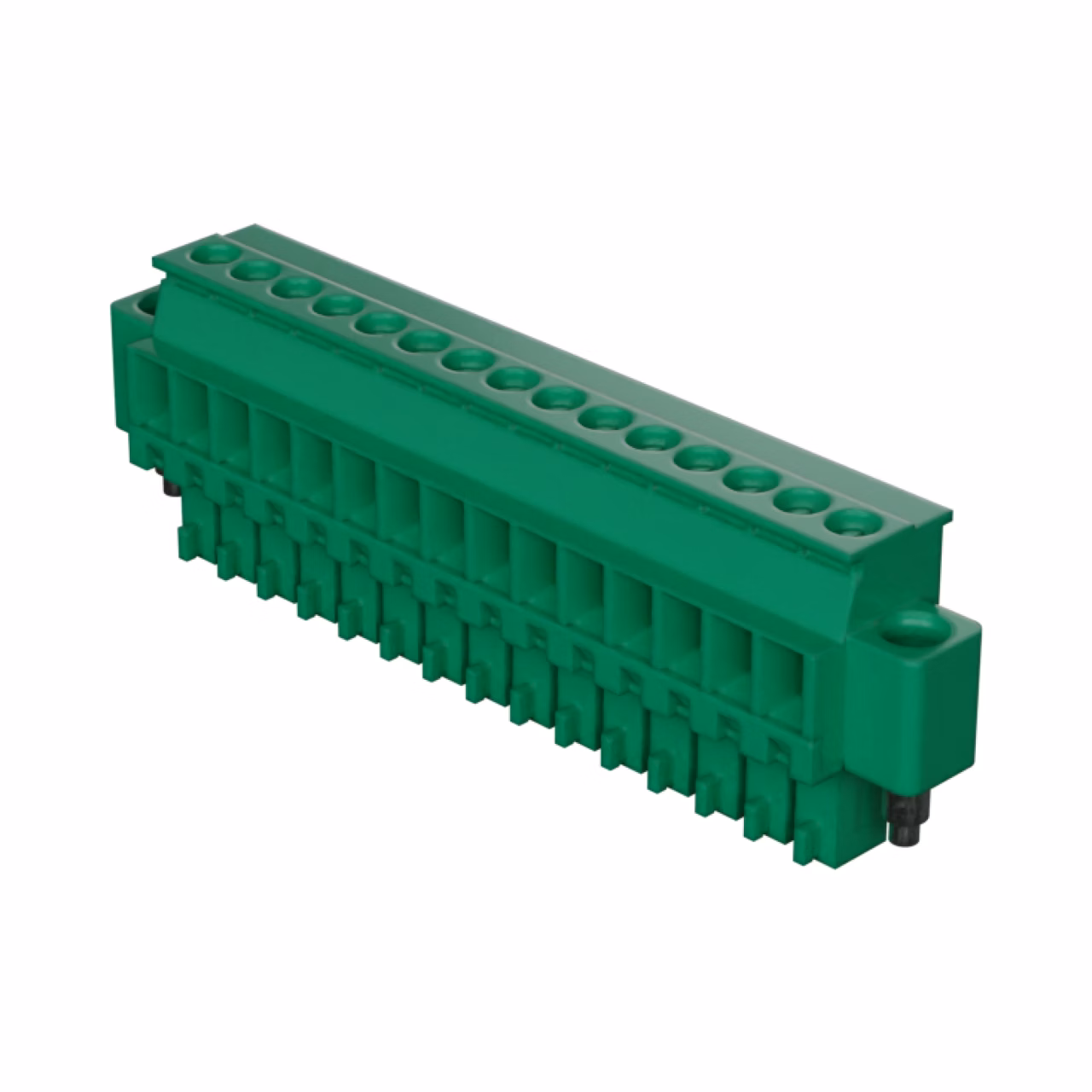3.50mm Pitch Eurostyle Vertical Plug, with Retention Screws, Front Wire Entry, Green Housing, 15 Circuits for sale