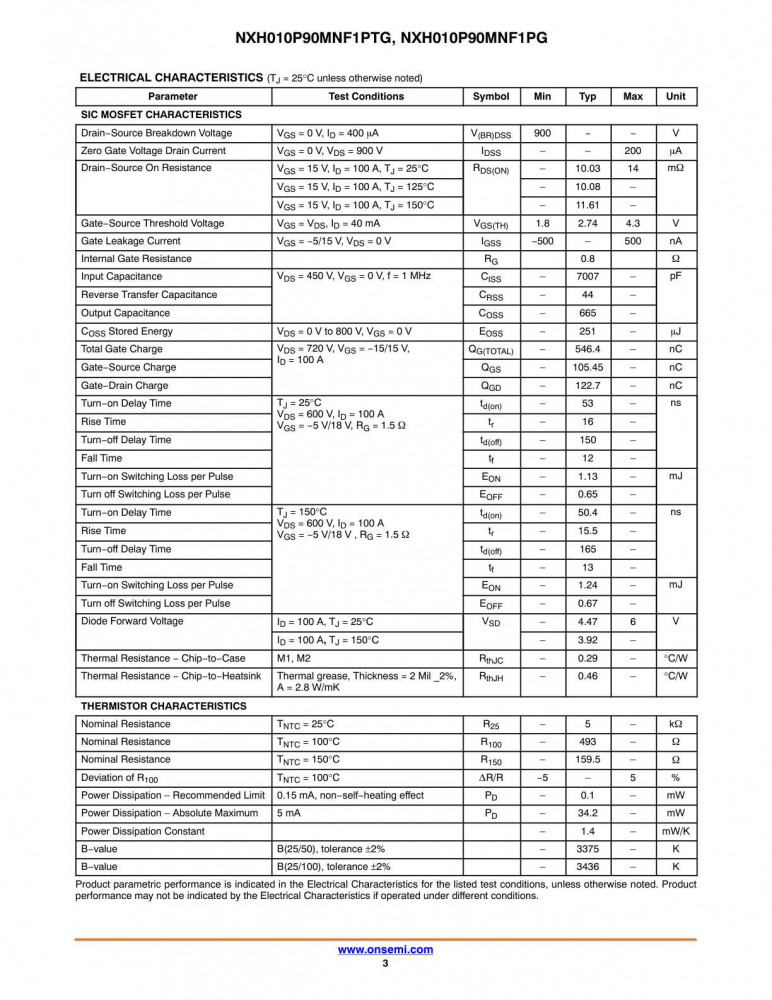 NXH010P90MNF1 datasheet page 3
