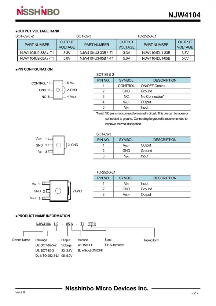 NJW4104 datasheet page 2