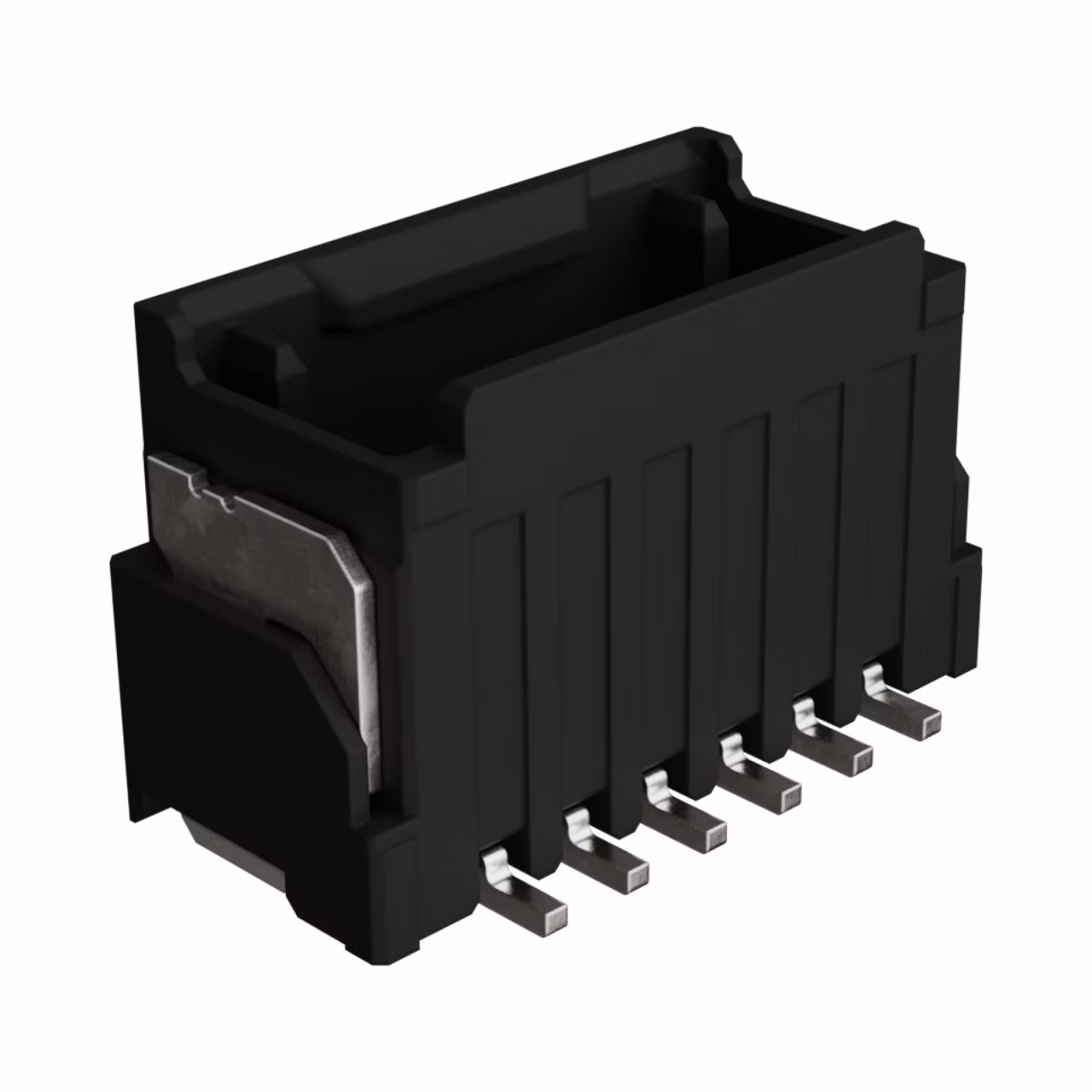 Micro-One Wire-to-Board Header, Vertical, 2.00mm Pitch, Single Row, Glow-Wire Capable, Surface Mount, 6 Circuits, Gold Plating, Black, with Potting Capability for sale