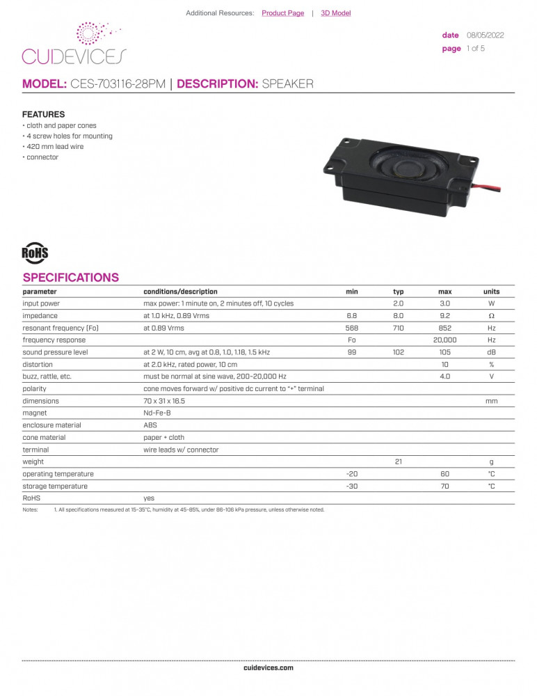 CES-703116-28PM technical document page 1