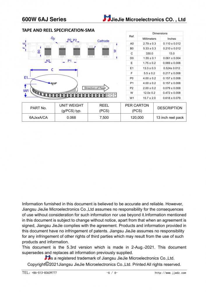 6AJ series TVS diode datasheet page 6