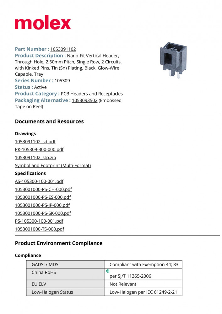 Nano-Fit product specification page 1
