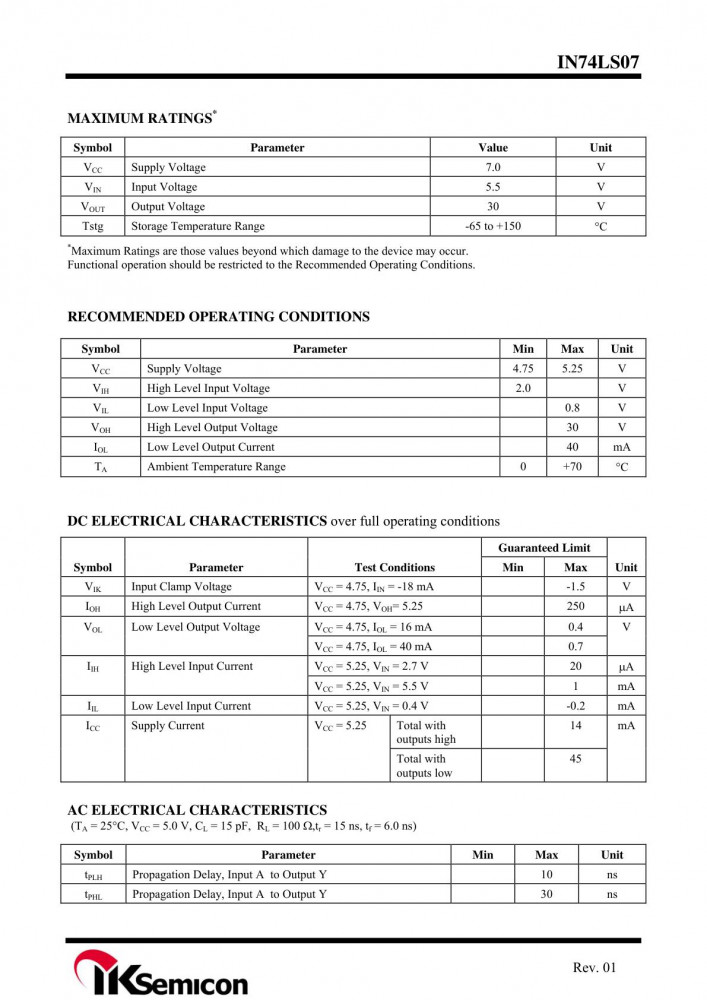 IN74LS07DT datasheet page 2