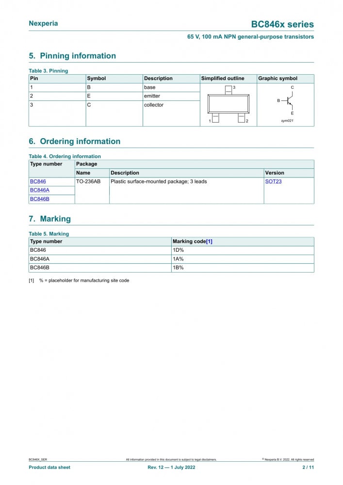 BC846B datasheet page 2