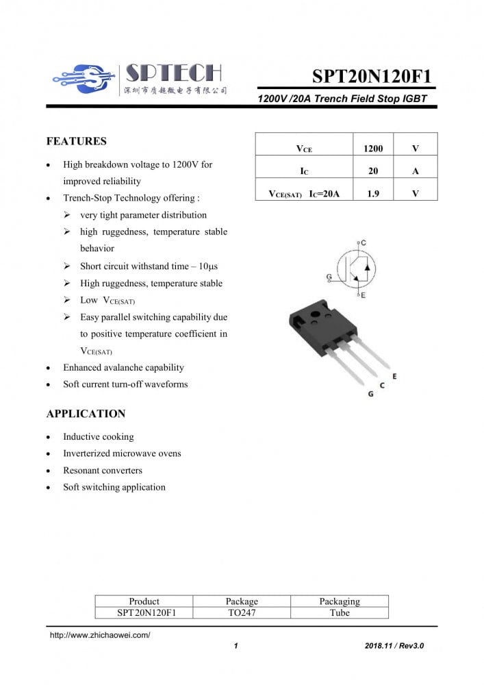 SPT20N120F1 datasheet page 1